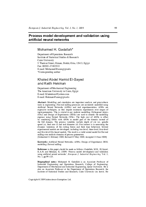 Pdf Process Model Development And Validation Using Artificial Neural Networks