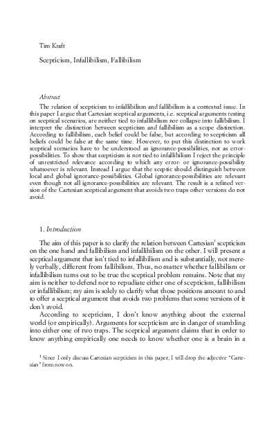 (PDF) Scepticism, Infallibilism, Fallibilism
