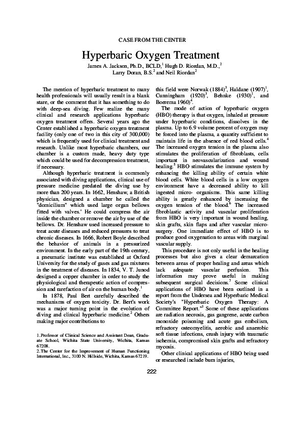 (PDF) Hyperbaric Oxygen Treatment