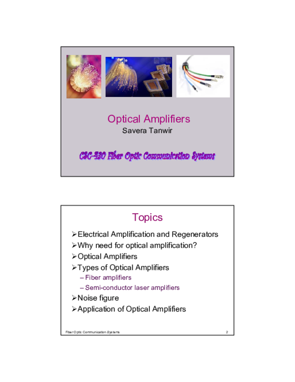 (PDF) Optical Amplifiers