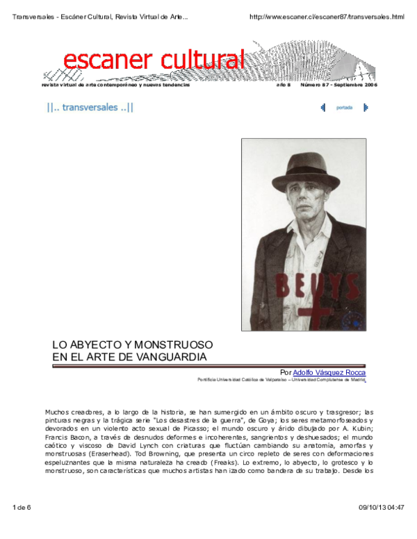 LO ABYECTO Y MONSTRUOSO EN EL ARTE DE VANGUARDIA