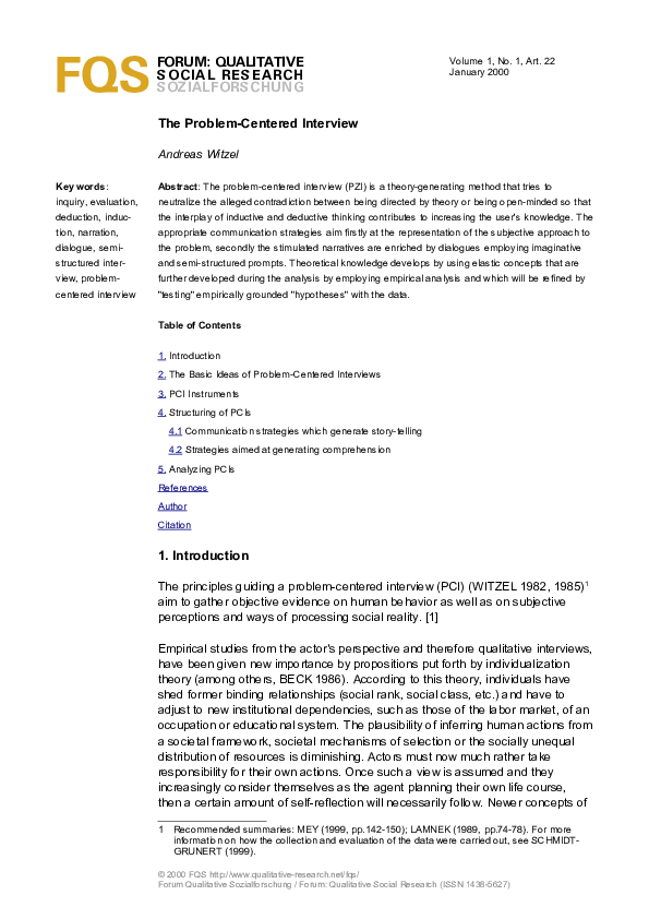 (PDF) The Problem-Centered Interview