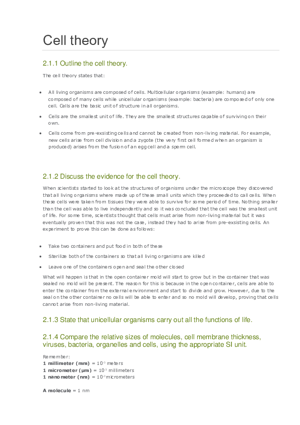 (DOC) Cell theory
