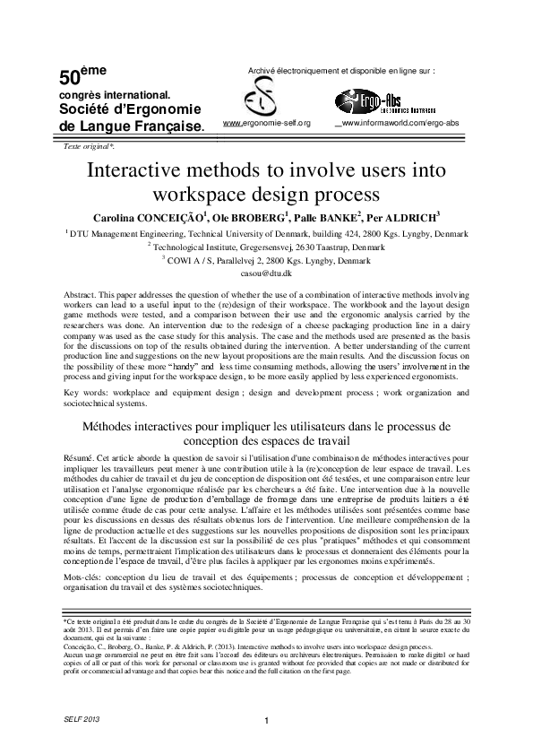 (PDF) Interactive methods to involve users into workspace design process
