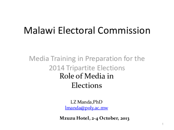 (PDF) Role of media in elections