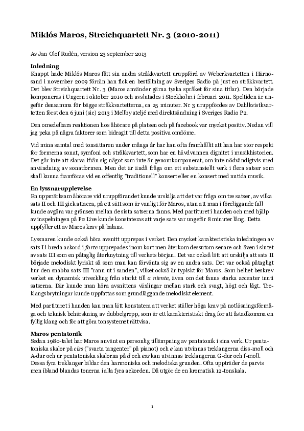 (PDF) Miklós Maros, Streichquartett Nr.3