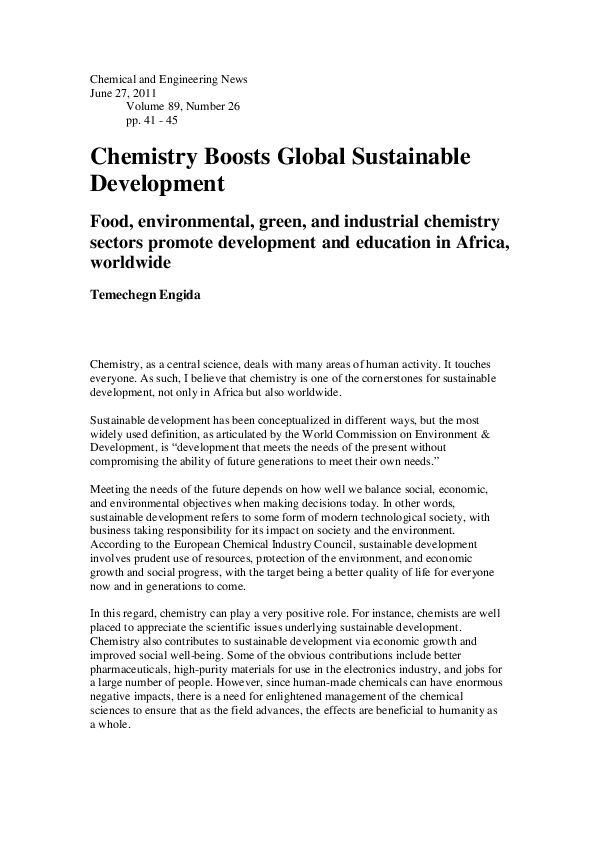 (PDF) Chemistry Boosts Global Sustainable Development