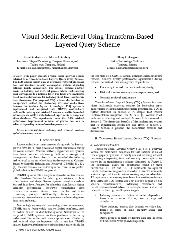 Pdf Visual Media Retrieval Using Transform Based Layered Query Scheme