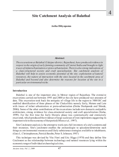 (PDF) Site Catchment Analysis of Balathal