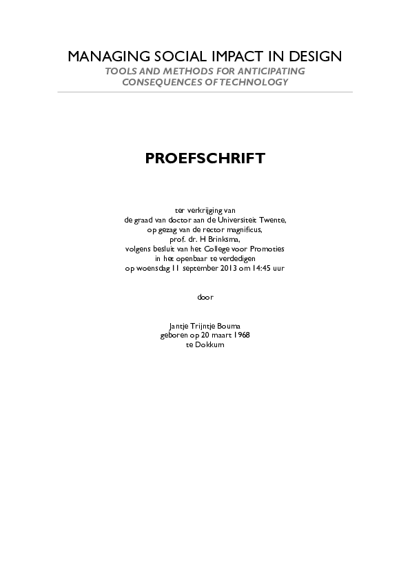 (PDF) Managing Social Impact in Design; tools and methods for ...