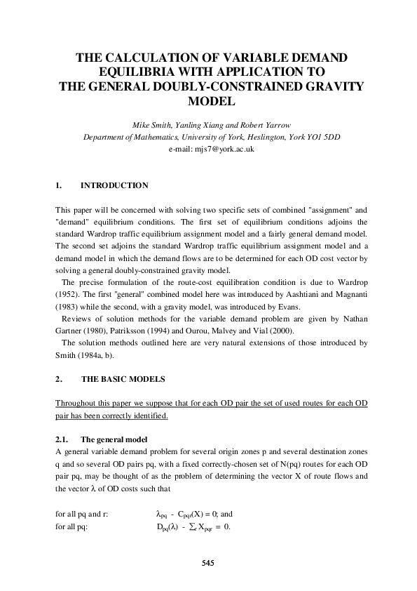 (PDF) THE CALCULATION OF VARIABLE DEMAND EQUILIBRIA WITH APPLICATION TO THE GENERAL DOUBLY ...