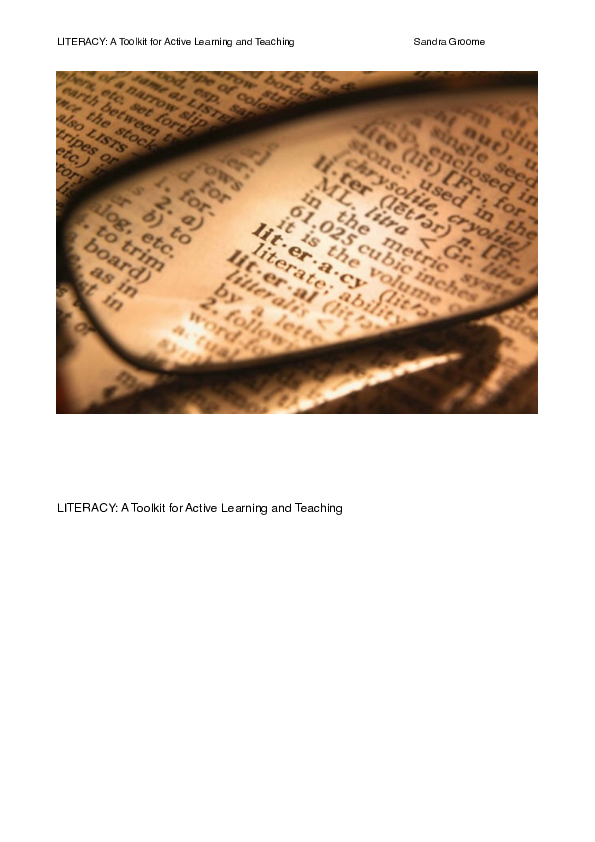 (PDF) LITERACY: A Toolkit for Active Learning and Teaching LITERACY: A ...