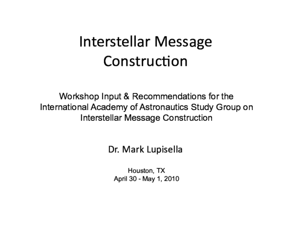 (PDF) Interstellar Message Construction Workshop