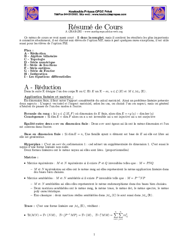 (PDF) Résumé de Cours