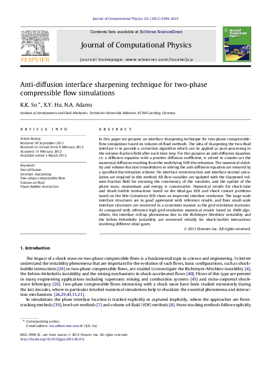 Anti-diffusion interface sharpening technique for two-phase ...