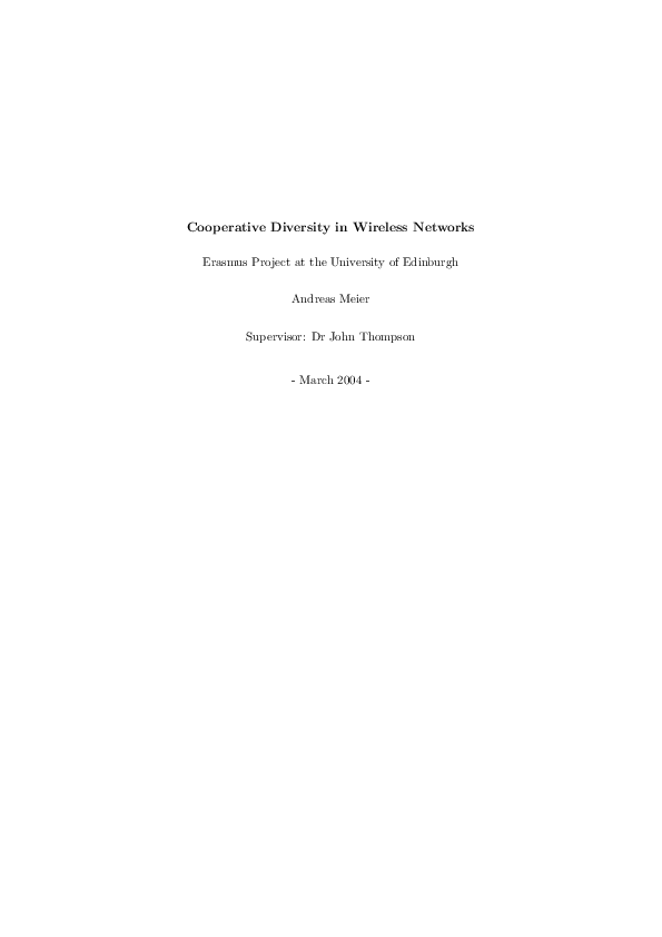 Pdf Cooperative Diversity In Wireless Networks