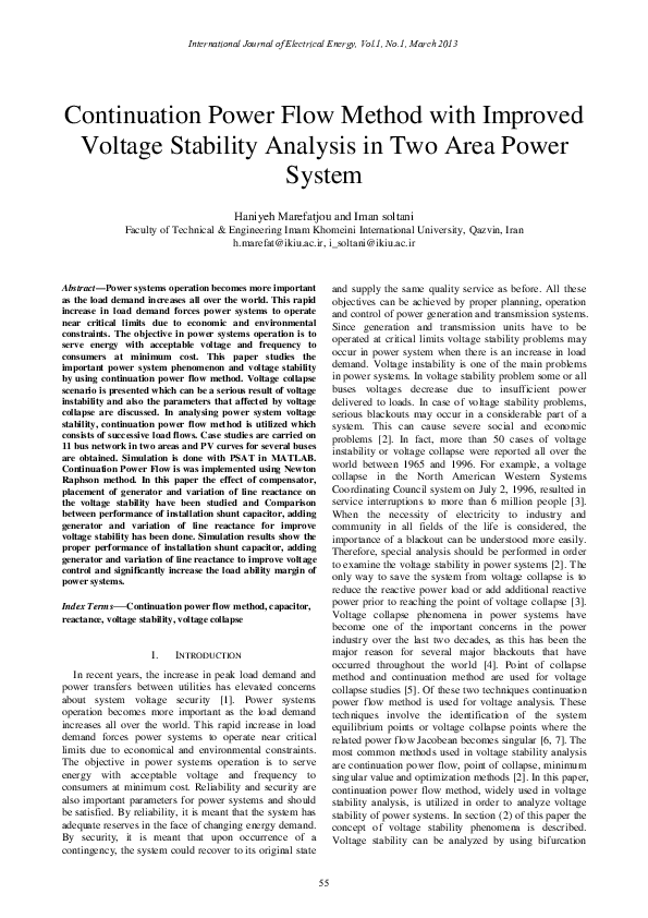 (PDF) Continuation Power Flow Method with Improved Voltage Stability Analysis in Two Area Power ...