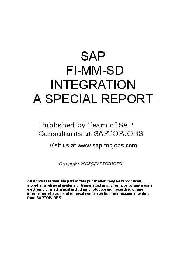 (PDF) SAP FI-MM-SD INTEGRATION A SPECIAL REPORT