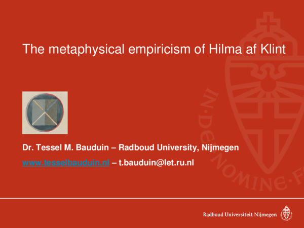 (PDF) Tessel M. Bauduin: 'The metaphysical empiricism of Hilma af Klint'.
