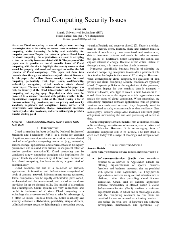 (PDF) Cloud Computing Security Issues