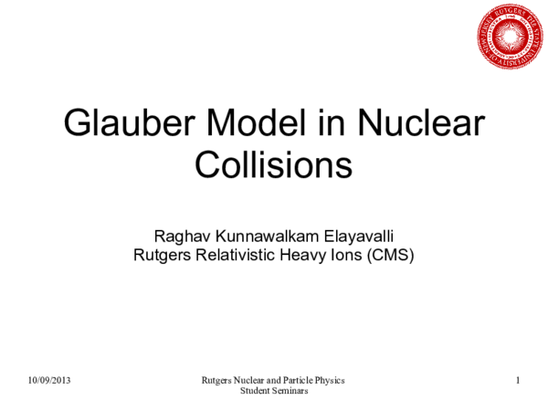 (PDF) Glauber Model in High Energy Nuclear Collisions