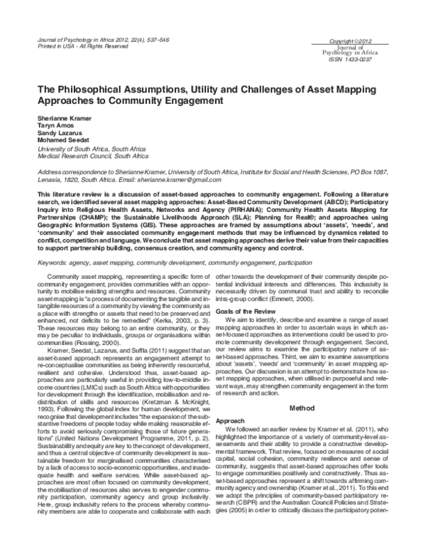 (PDF) Asset-based community development: An overview | Alison Mathie ...