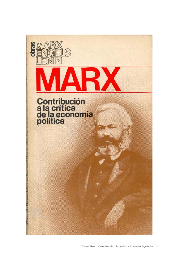 (PDF) Contribución a la crítica de la Economía Política - Marx | Luis ...