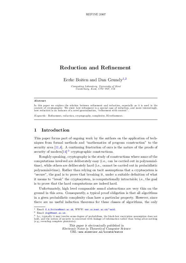 Reduction and Refinement