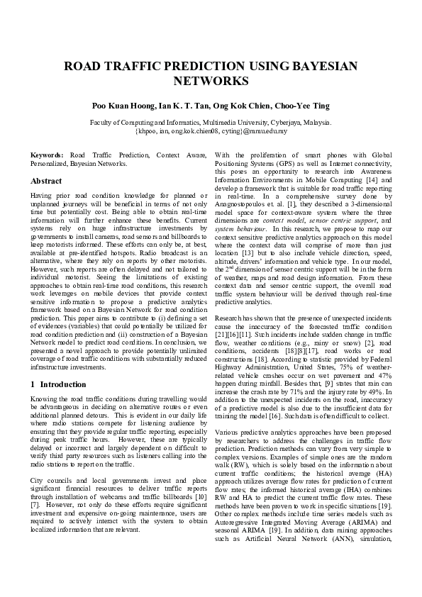 Pdf Road Traffic Prediction Using Bayesian Networks