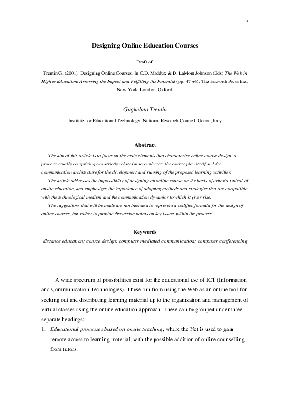 Designing Online Courses