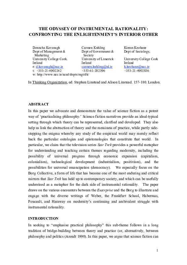(PDF) The Odyssey of instrumental rationality