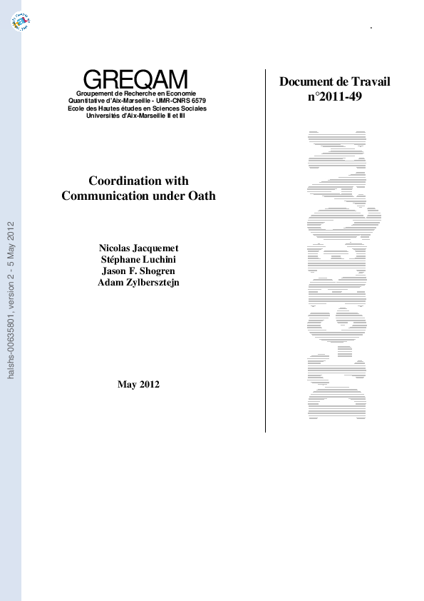 (PDF) Coordination with Communication under Oath