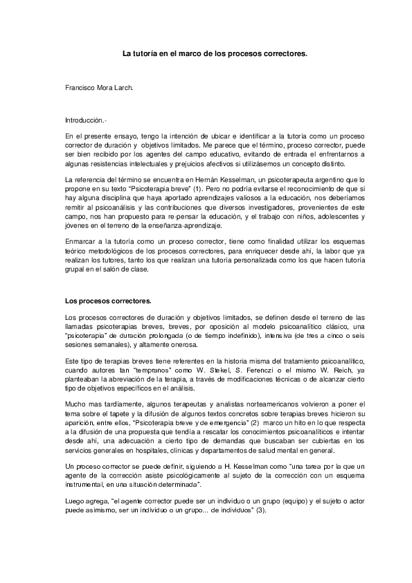 (DOC) La Tutoría Educativa como Proceso Corrector