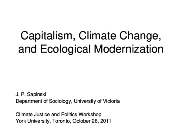 Capitalism, Climate Change, and Ecological Modernization