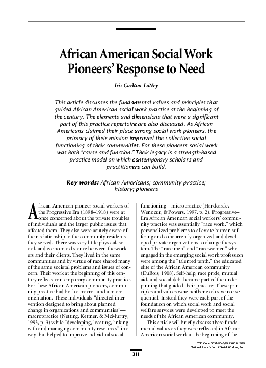 (PDF) Carlton-LaNey / African American Social Work Pioneers' Response ...