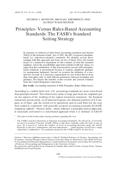 (PDF) © 2006 Accounting Foundation, Unviersity of Sydney 42 2 ORIGINAL ARTICLE PRINCIPLES VERSUS ...