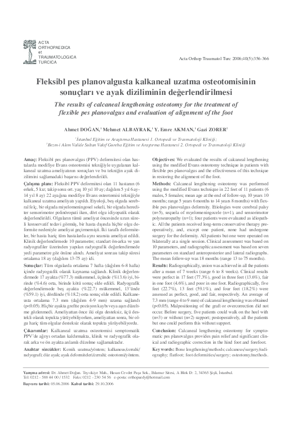 (PDF) The results of calcaneal lengthening osteotomy for the treatment ...