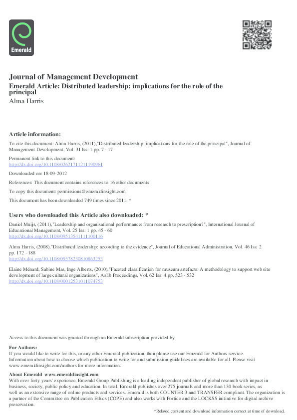 (PDF) Journal of Management Development Users who downloaded this ...