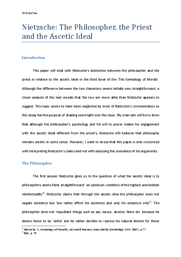 (DOC) Nietzsche: The Philosopher, the Priest and the Ascetic Ideal