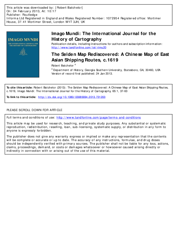 (PDF) “The Selden Map Rediscovered: A Chinese Map of East Asian ...