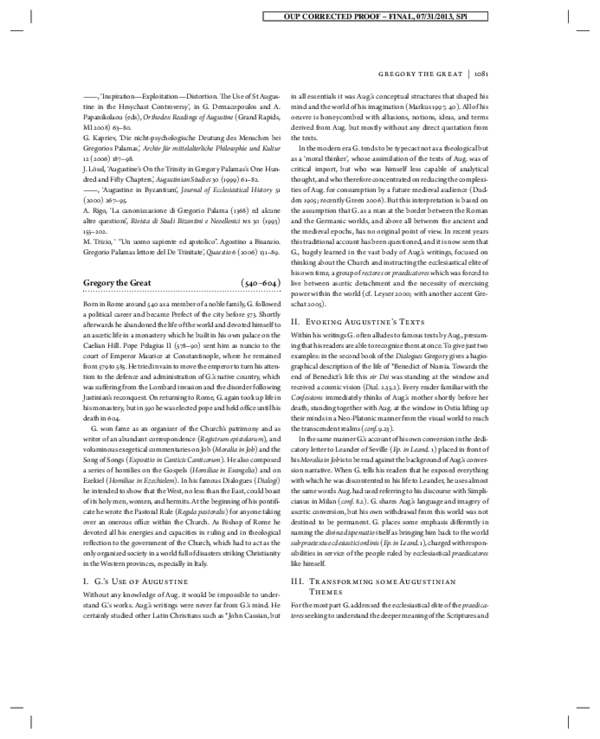 (PDF) Gregory the Great, in: K. Pollmann/W. Otten (Hg.): A Guide to the ...