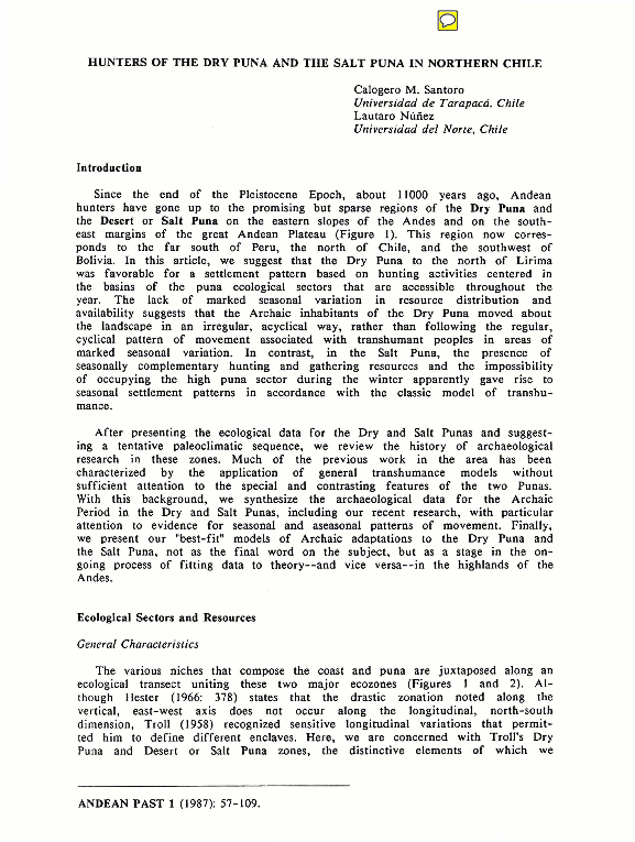 (PDF) Hunters of the dry puna and salt puna in the northern Chile