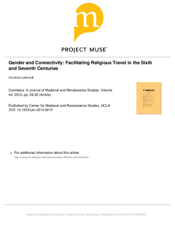 (PDF) Gender and Connectivity: Facilitating Religious Travel in the ...