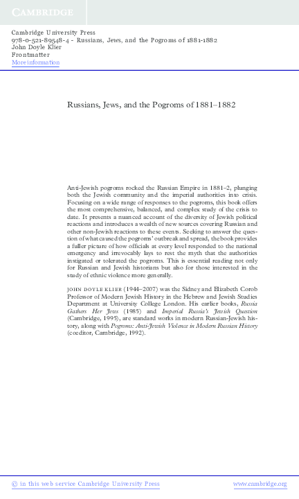 (PDF) ed. with Francois Guesnet and Helen Klier: John Doyle Klier ...