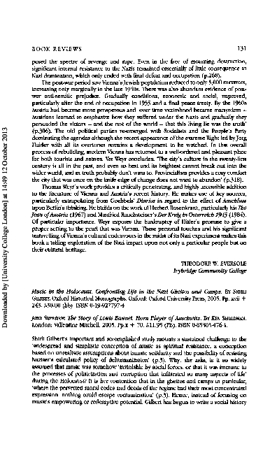 (PDF) Shirli Gilbert, Music in the Holocaust (Oxford: Clarendon, 2005 ...