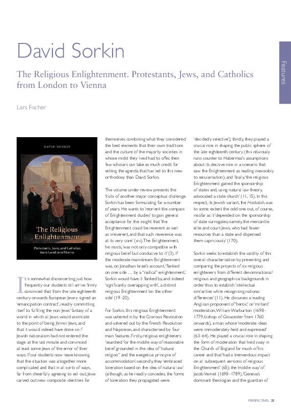 (PDF) David Sorkin, The Religious Enlightenment (Princeton: Princeton ...
