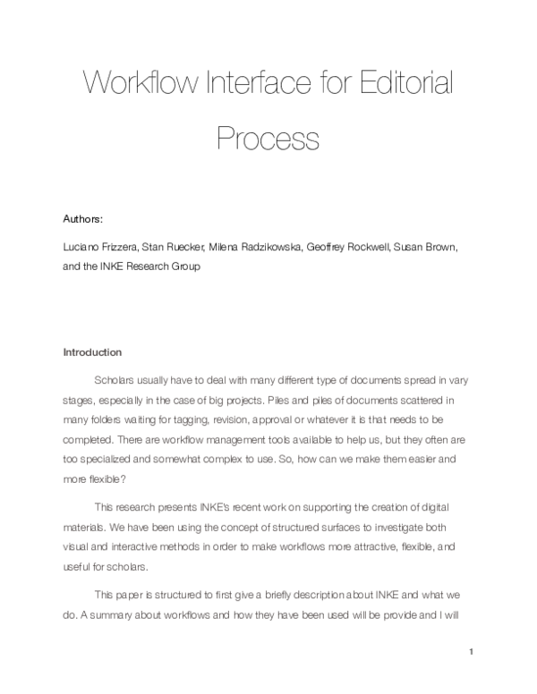 (PDF) Workflow Interface for Editorial Process