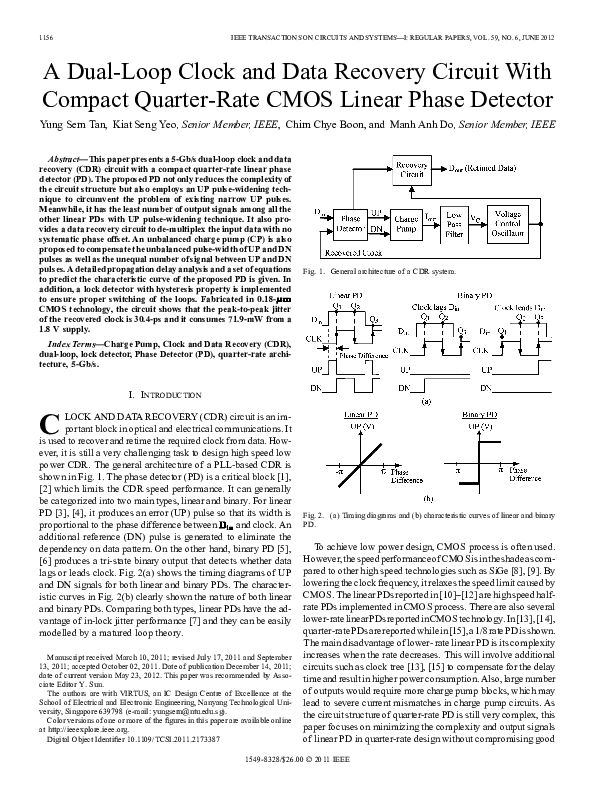 Pdf A Dual Loop Clock And Data Recovery Circuit With Compact Quarter