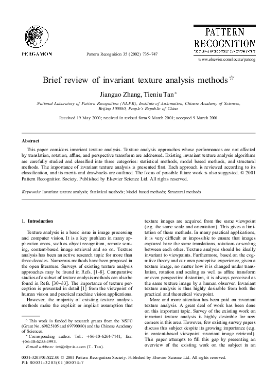(PDF) Brief review of invariant texture analysis methods