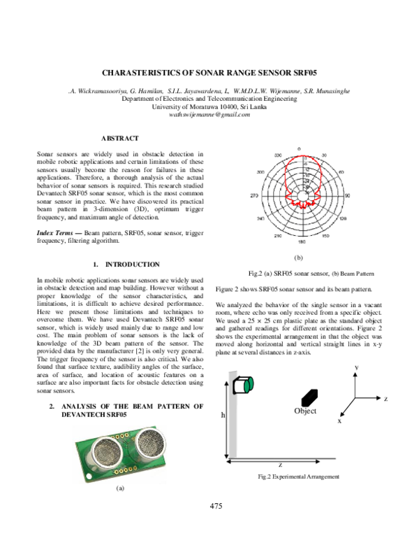 (PDF) Characteristics of Sonar Range Sensor SRF05